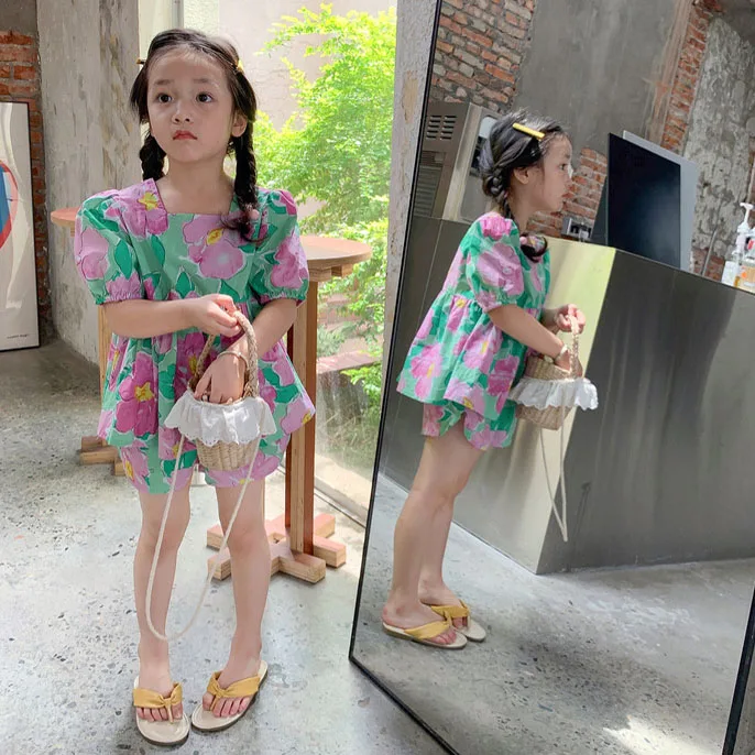 New Summer Girls' Clothing Sets Sweet Casual Flower Doll Shirt And ...