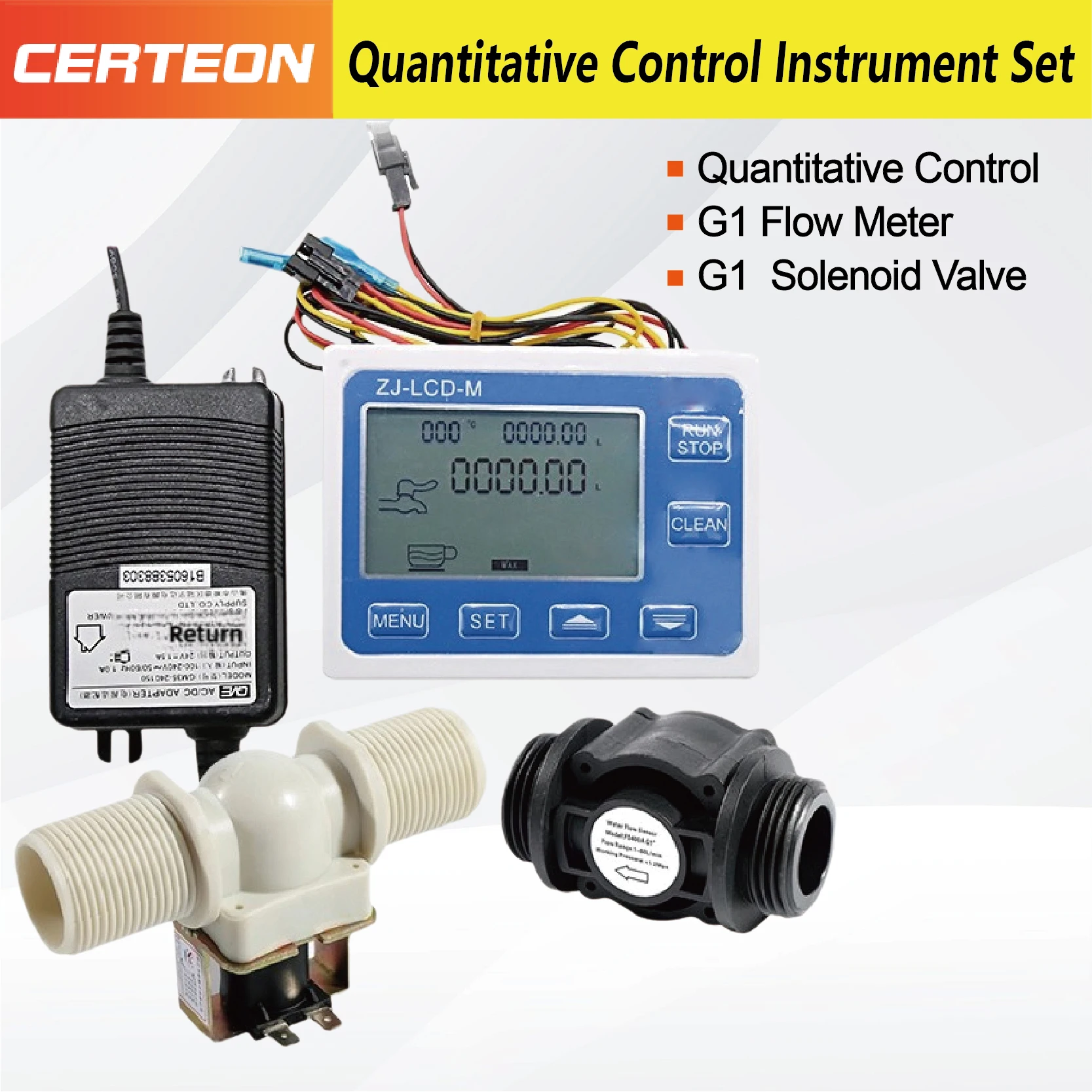ZJ-LCD-M 1 Inch Flow Meter Controller with Solenoid Valve Digital LCD ...