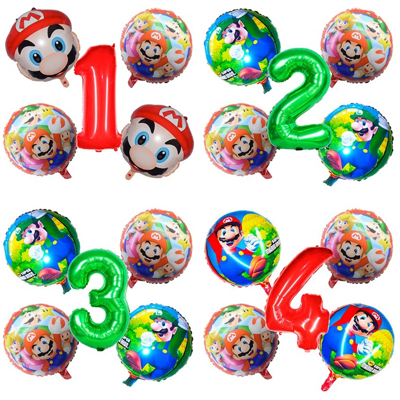 5 pçs/set dos desenhos animados super mario foil balão conjunto mario ...