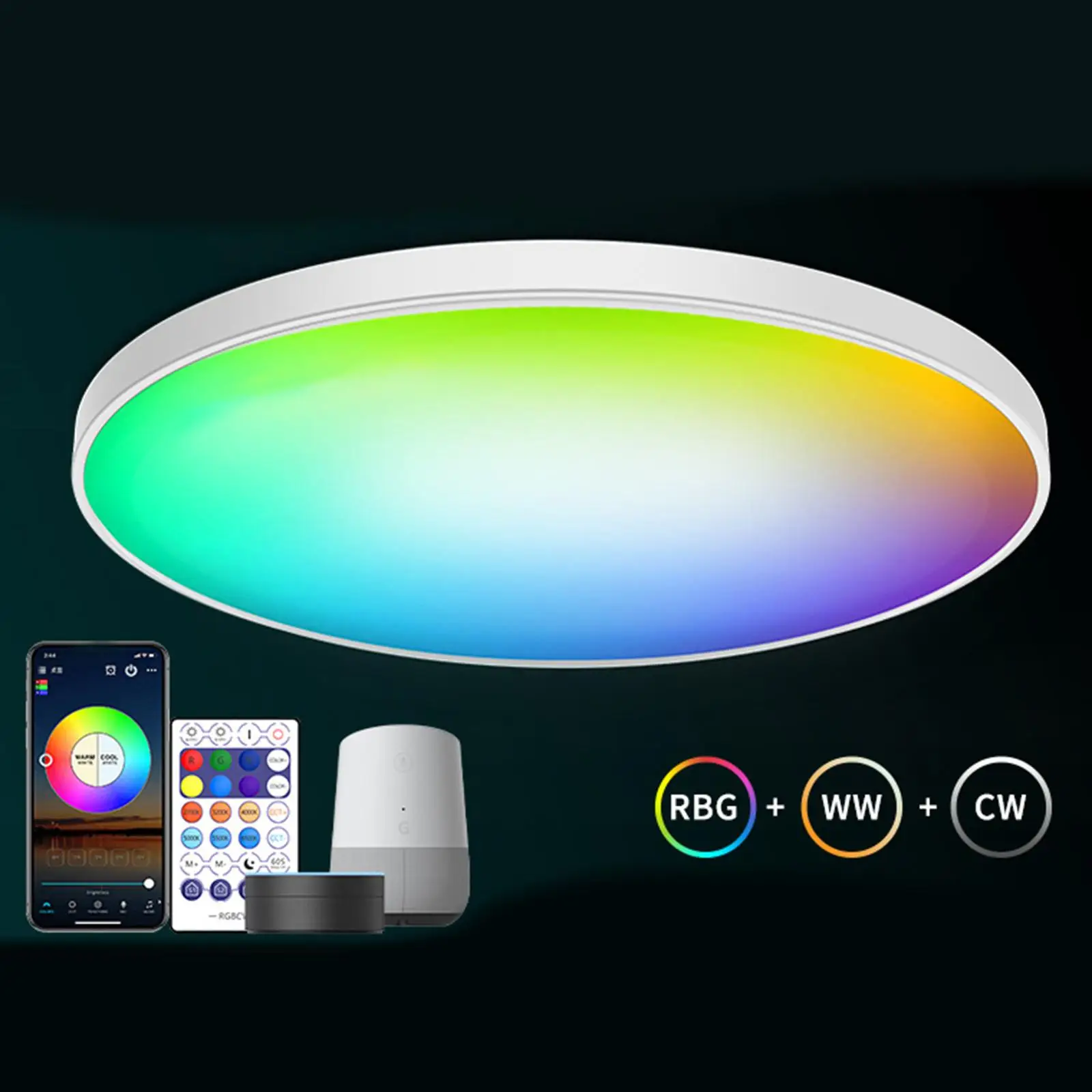 LED Ceiling Light Bluetooth Speaker Remote Control Fixtures Dimmable ...
