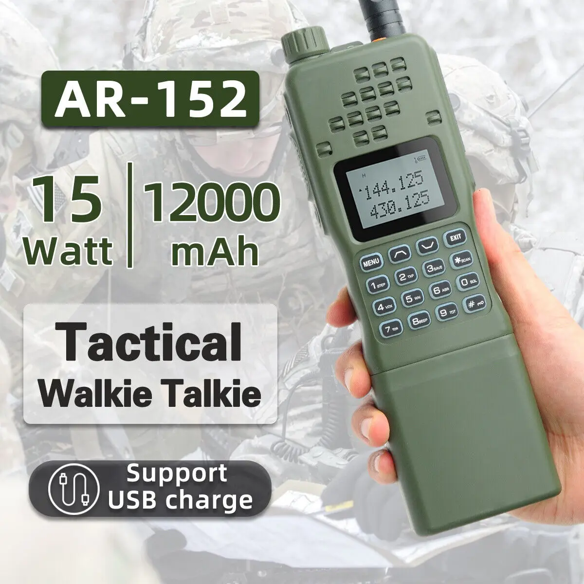 Baofeng-15W-Powerful-Walkie-Talkie-AR-152-Military-Tactial-Dual-Band ...