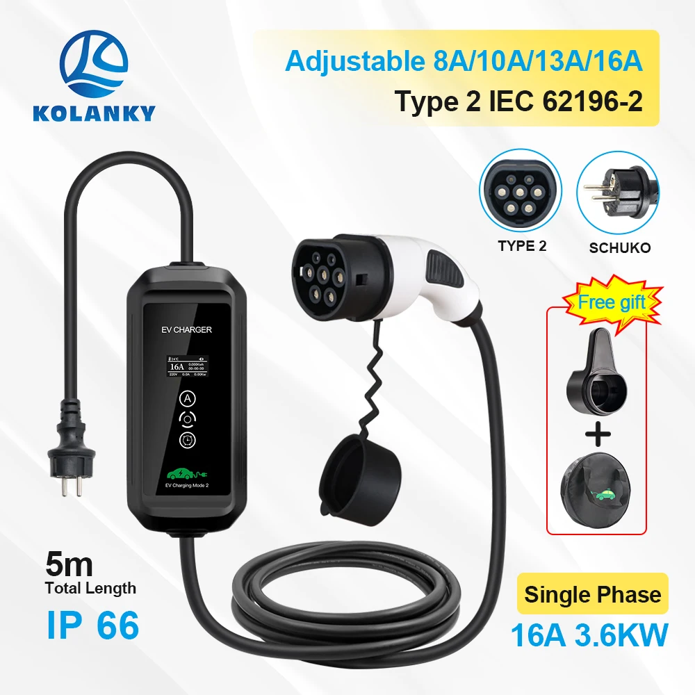 Mobile-EV-Charger-16A-3-6KW-Type-2-Wallbox-Adjust-Timer-Function ...