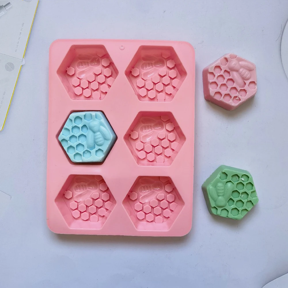 Silicone-Hexagonal-Bee-Soap-Mold-for-Handmade-DIY-Clay-Wax-Sheets-Easy ...