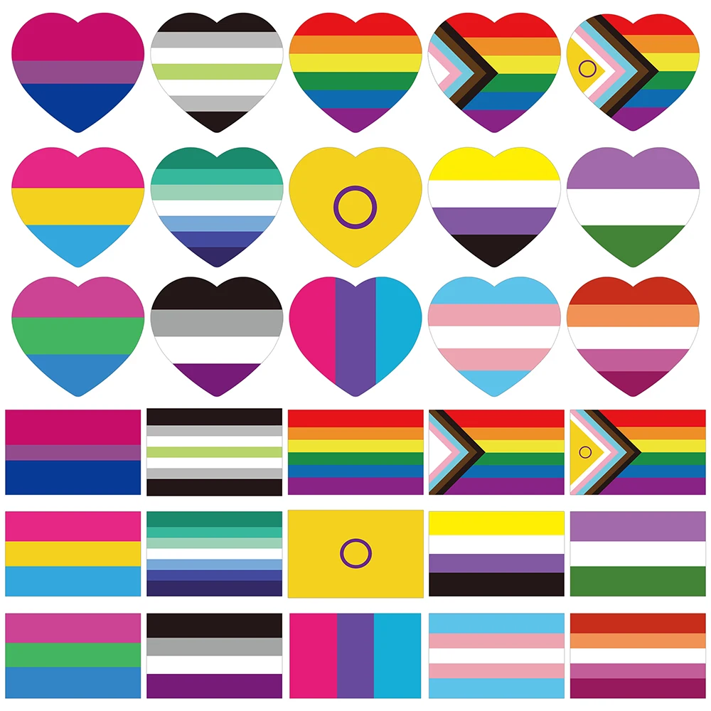 30Pcs-Rainbow-Flag-Stickers-Set-LGBTQ-Heart-Paper-Decal-Gay-Square-Self ...