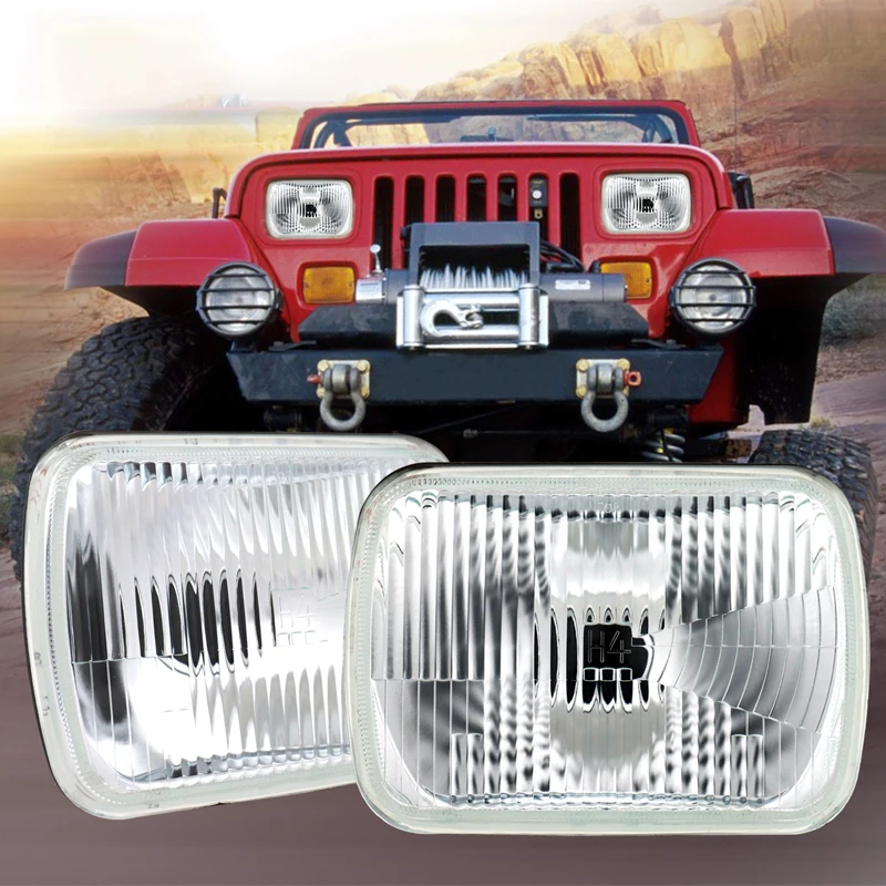 1 Pair 5X7'' H4 Headlight Kit Rectangle Headlamp Halogen Bulb For ...