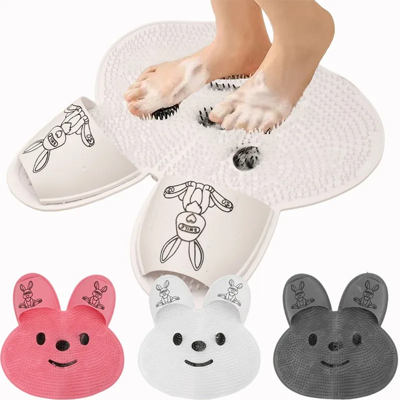 Bathroom Anti-slip Foot Rubbing Silicone Rub Back Brush with Sucker ...