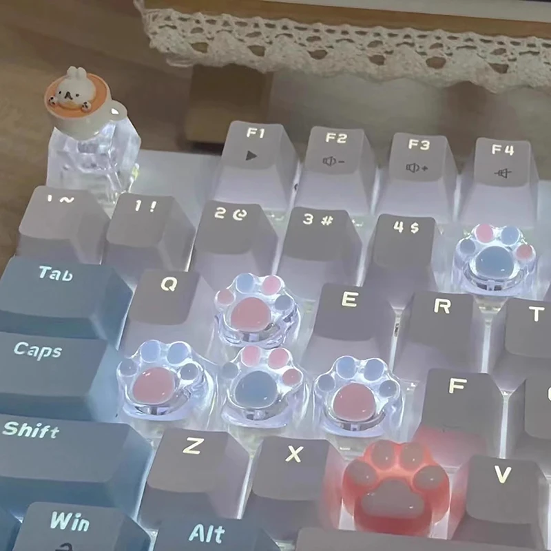 1Pc-Colorful-Transparent-Cat-Claw-Pad-Resin-Keycap-Game-Mechanical ...