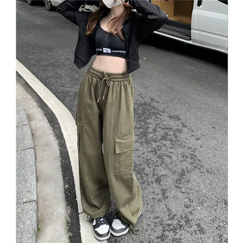 루즈 핏 올 매치 캐주얼 발목 바지 여성용 발목 길이 디자인 하이 웨이스트 슬리밍 와이드 레그 팬츠 가을 겨울 신상