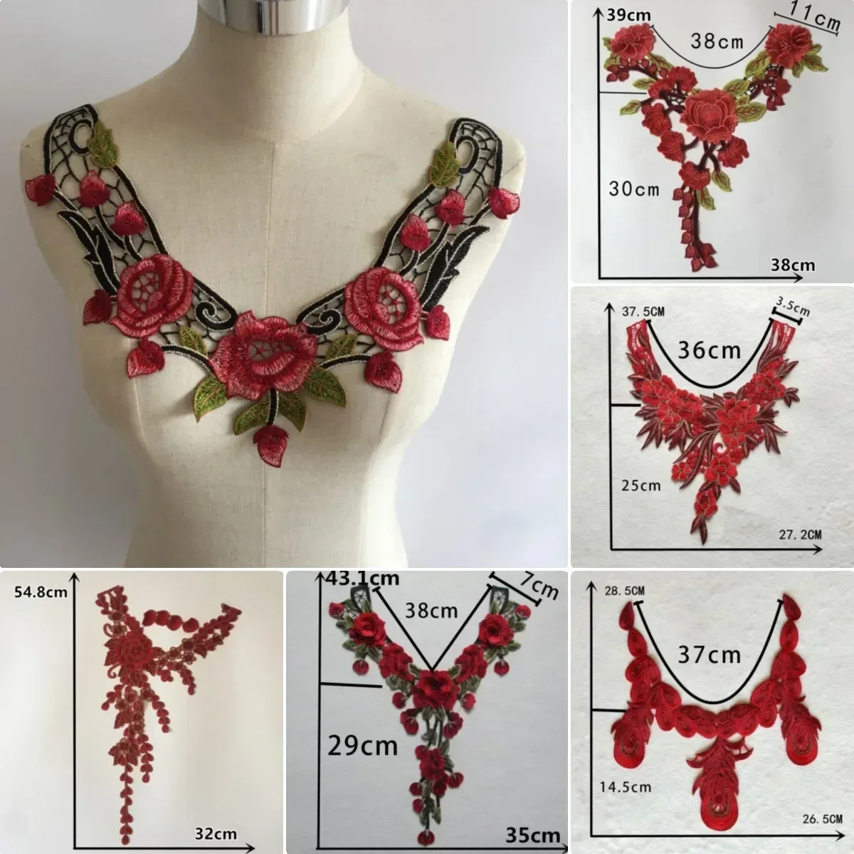 Red-polyester-embroidered-Collar-shape-hollow-wholesale-sales-of-1-10 ...