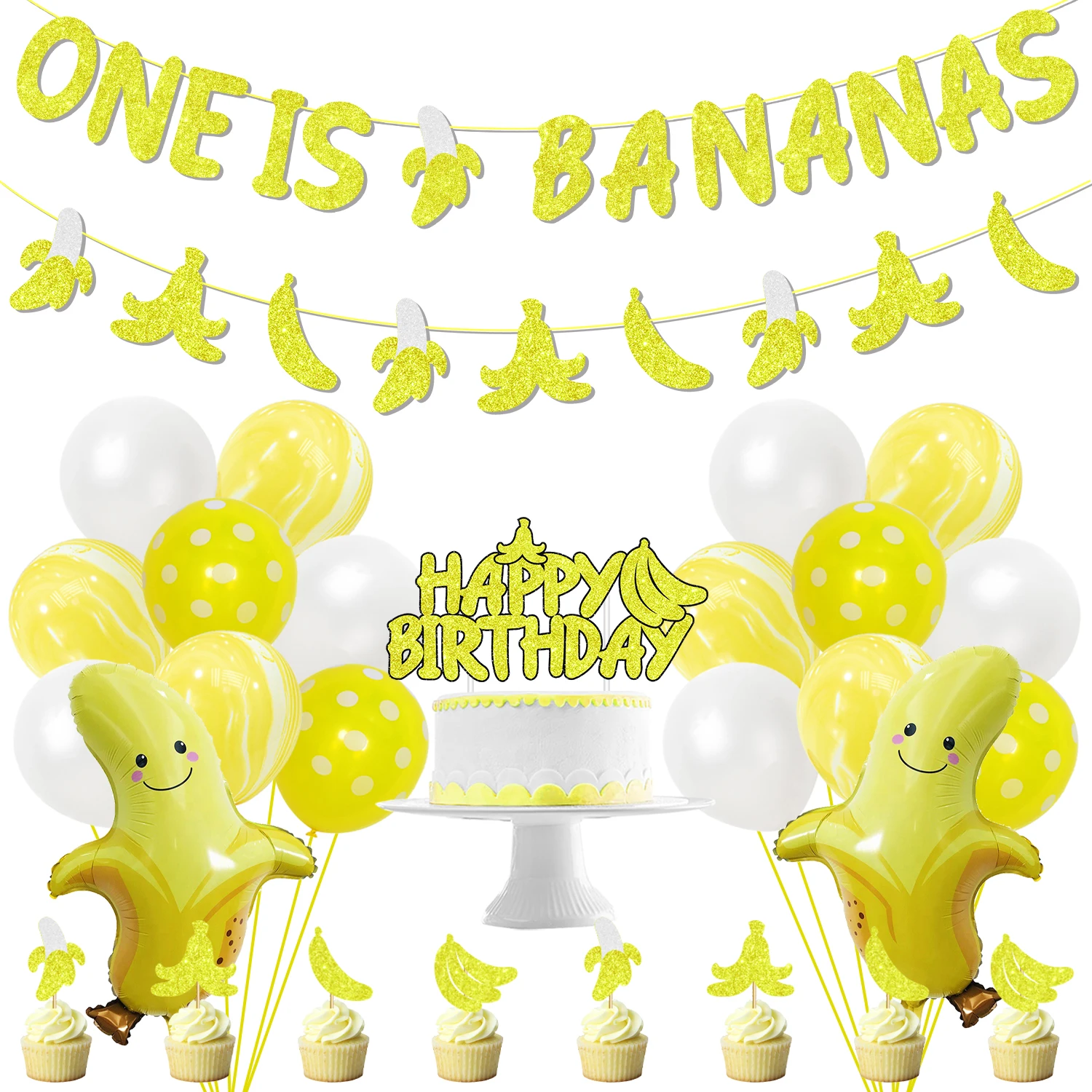 Banana-1st-Birthday-Party-Decoration-One-Is-Bananas-Banner-Banana ...