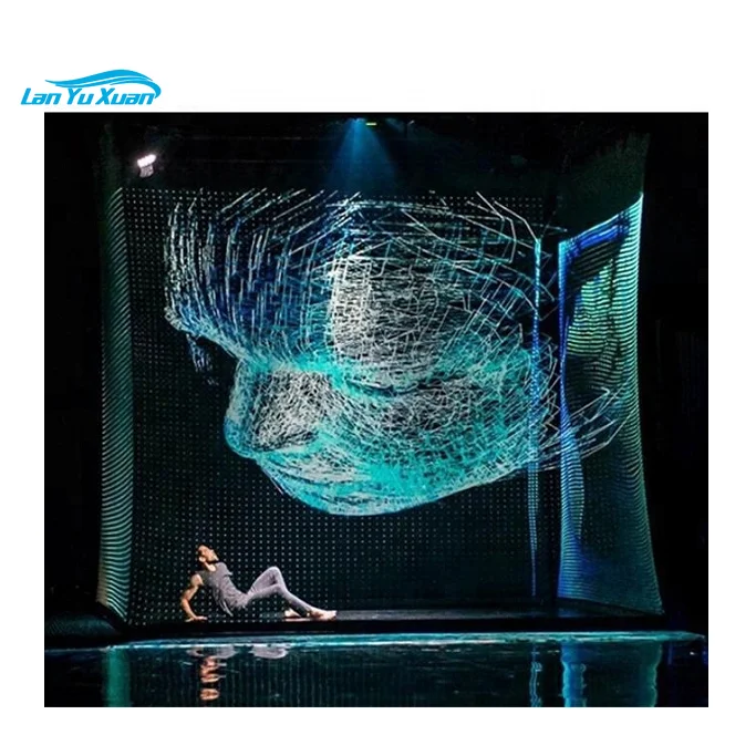 1*1.5m 3d outdoor holographic mesh projection screen,3d rear and front ...