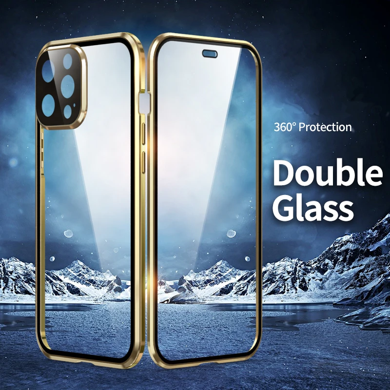 Metal-Magnetic-Double-sided-Temper-Glass-Phone-Case-For-IPhone-12-13 ...