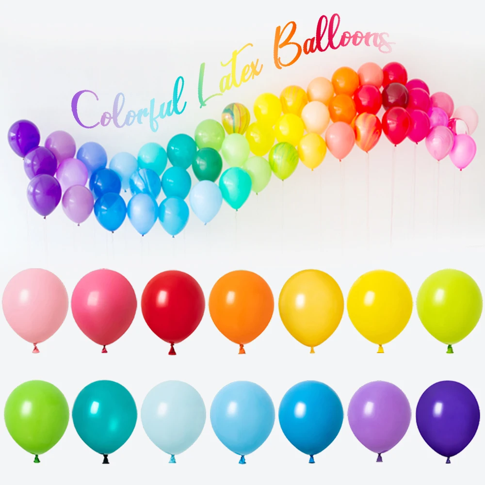 5/10/12inch Colorful Latex Balloons Multicolor Rainbow Balloon Birthday ...