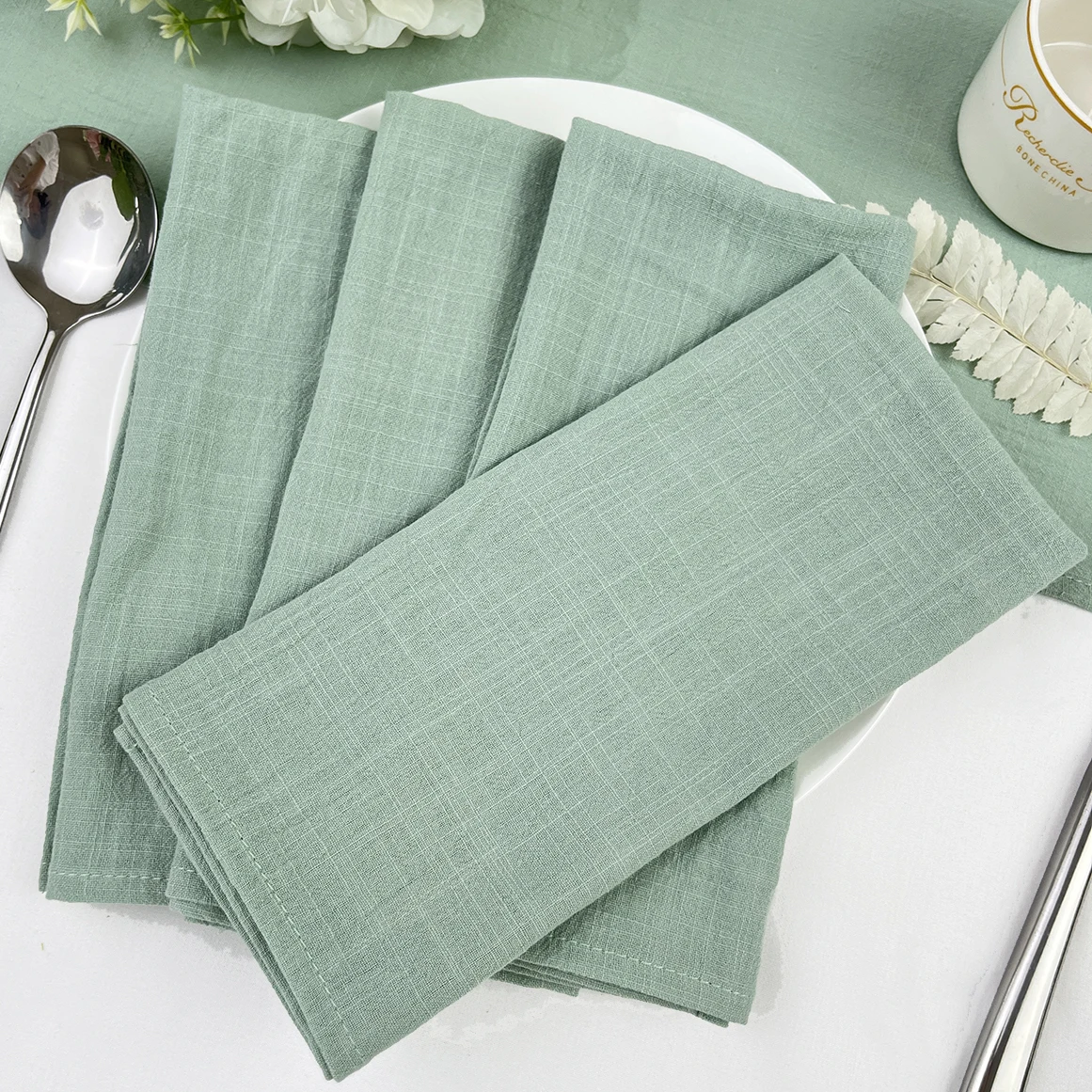 Sage Green Factory Wholesale Serving Cloth Napkins Cotton Fabric ...
