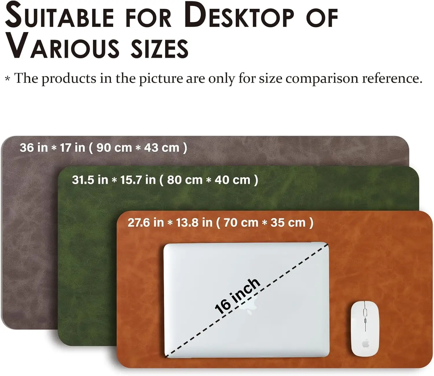 Distressed Leather Desk Mat - Non-Slip PU Desk Pad for Office and Home ...
