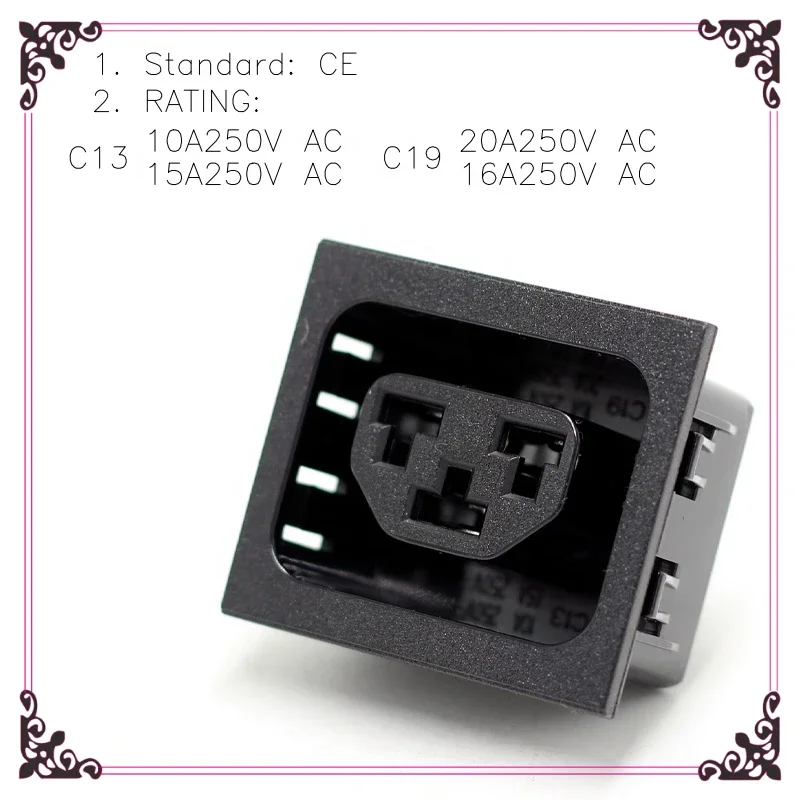 Snap In Type IEC 320 Power C39 connector Inlet 10A 15A 20A 16A IEC C13 ...