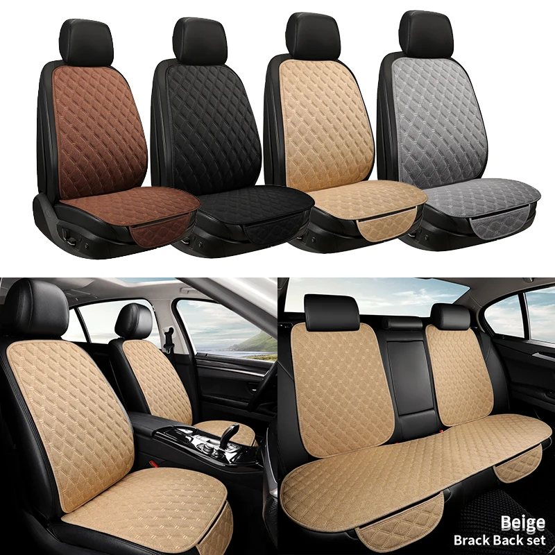 Linen-Flax-Car-Seat-Cover-Protector-Front-Rear-Seat-Backrest-Cushion ...