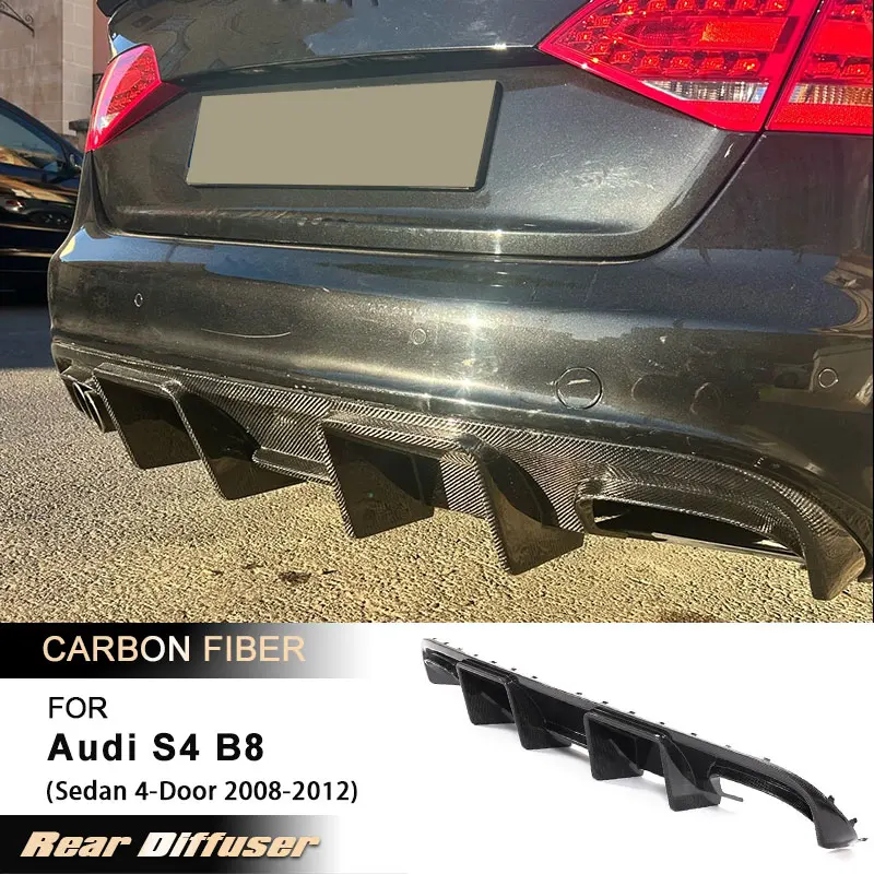 Car Rear Bumper Diffuser Lip Spoiler for Audi S4 B8 Sedan 4-Door 2008 ...