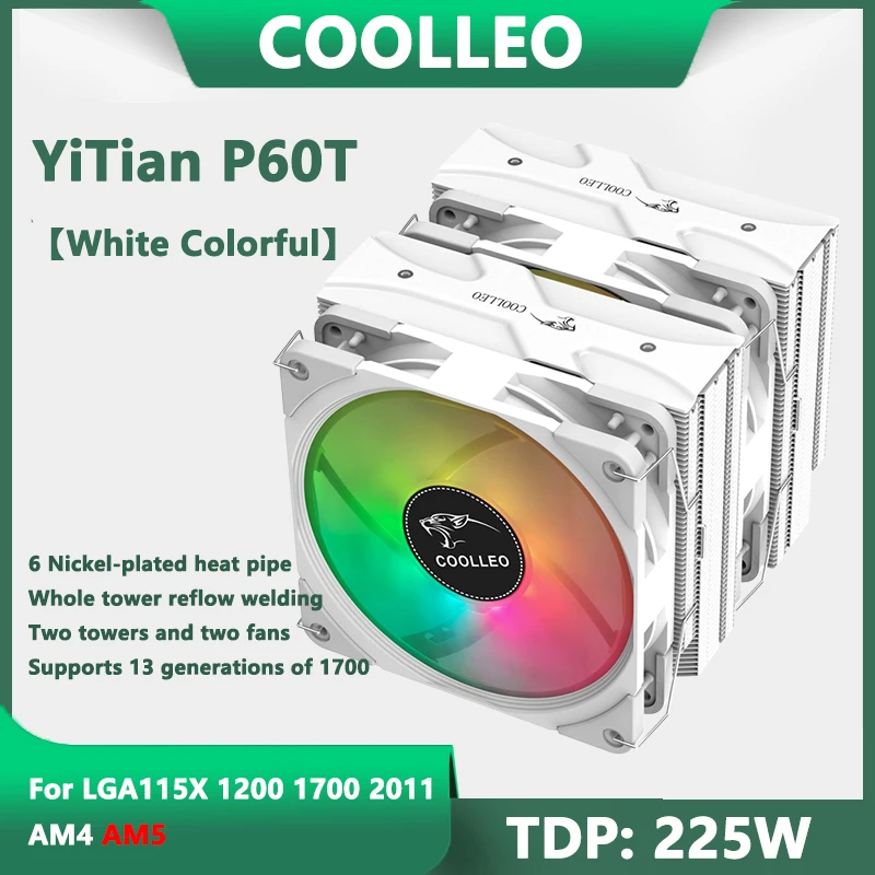 COOLLEO-P60T-6-Heat-Pipes-CPU-Cooler-Desktop-Computer-Radiator-Quiet ...