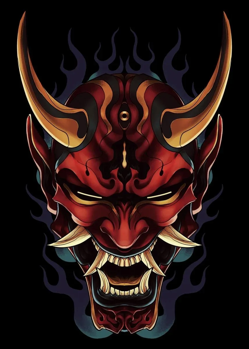 Japanese Demon Mask Painting