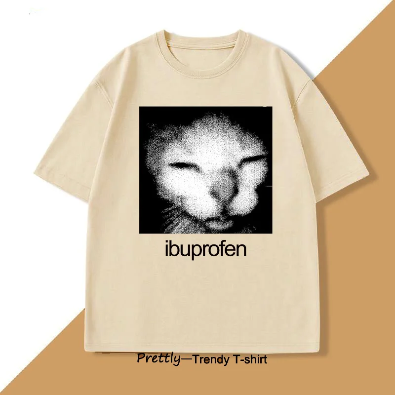 Ibuprofen Cat Meme T-shirt Men Causal Funny Cat Graphic T Shirts ...
