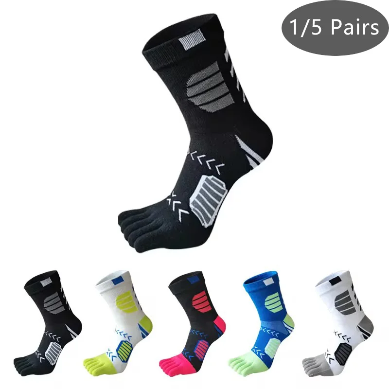 1-5-Pairs-Sport-Toe-Socks-Compression-Cotton-Sweat-Absorbing-Deodorant ...