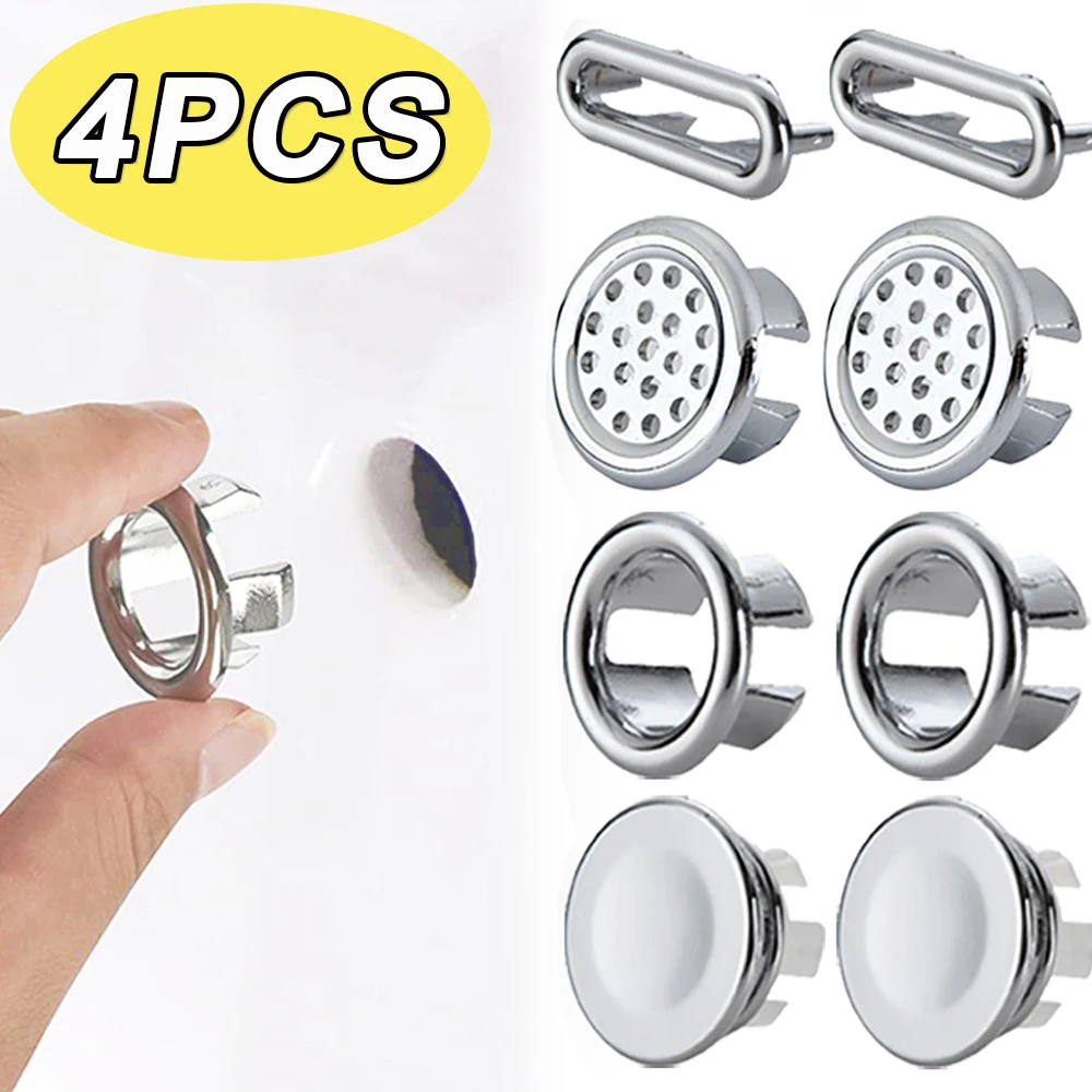 4/1Pcs Sink Hole Round Overflow Cover Basin Trim Bath Drain Cap Wash ...