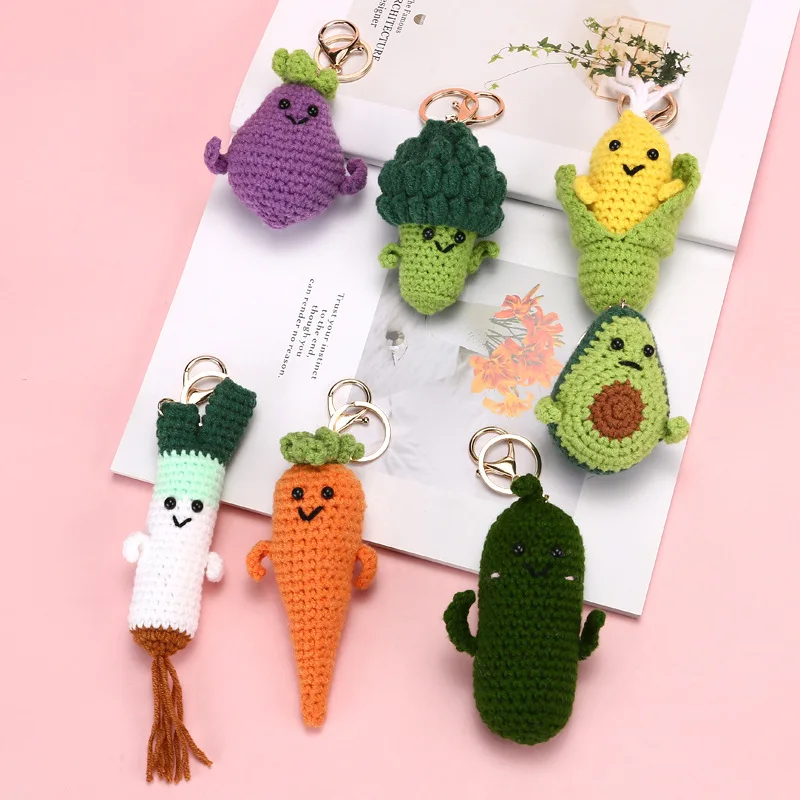 Funny Vegetable Doll Series Crochet Keychains Knitting Carrot Cute ...