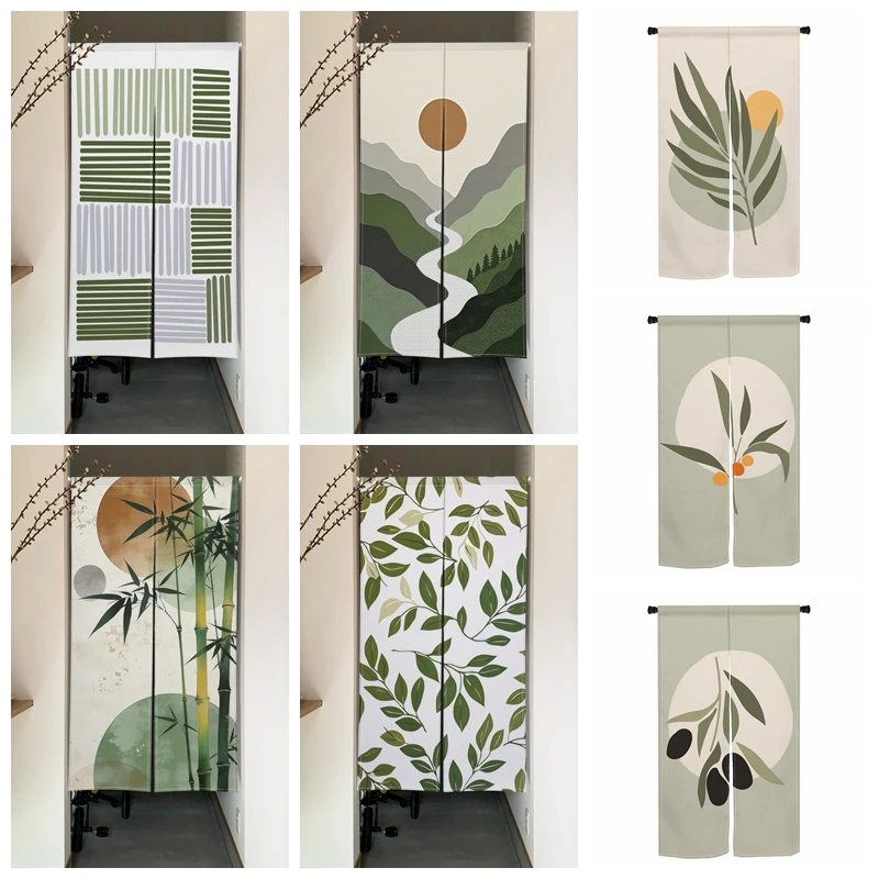 Modern Minimalist Noren Door Curtains Mountain Bamboo Leaf Pattern ...