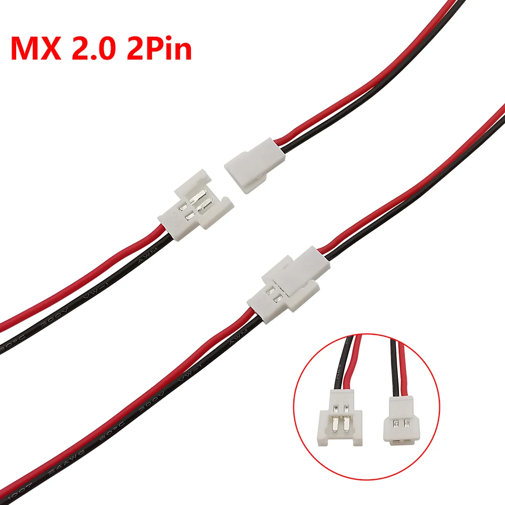 5-50Pcs-MX-2-0MM-2-Pin-Wire-Cable-Plug-Connector-Male-and-Female ...