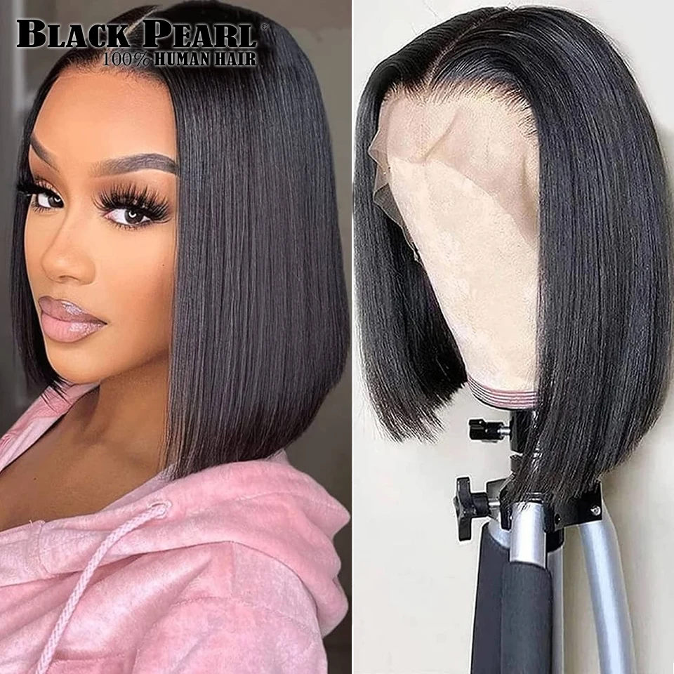 Glueless Short Bob Wigs Human Hair HD Transparent Lace Front Wigs For ...