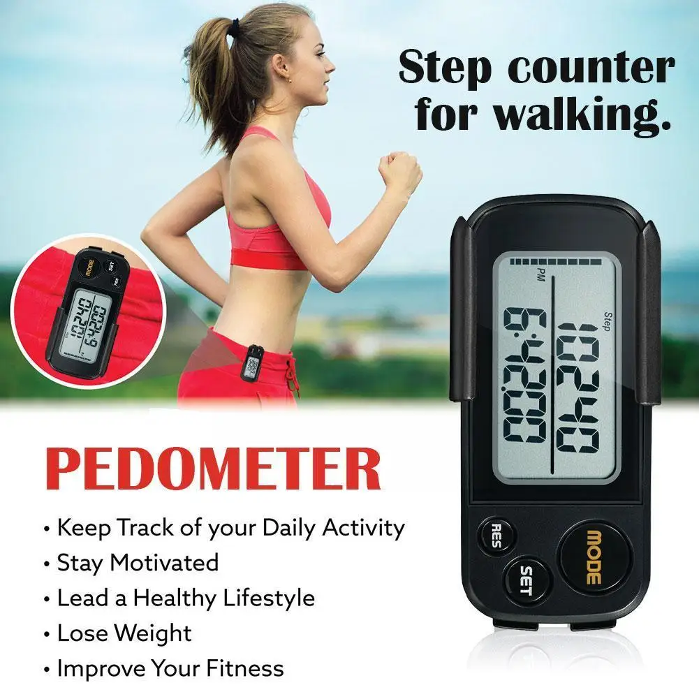 1pc Pedometer Step Walking 3d Digital Pedometers Steps Miles Step Watch Electronic Counter ...