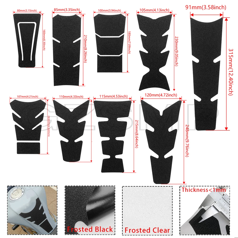 Motorcycle Universal Frosted Black Fish Bone Sticker Gas Fuel Tank ...
