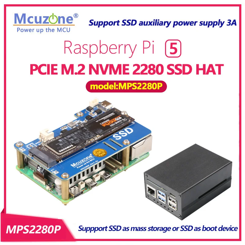MPS2280P-SSD-HAT-para-Raspberry-Pi-5-PCIE-M-2-NVME-Suporta-2280-2230 ...