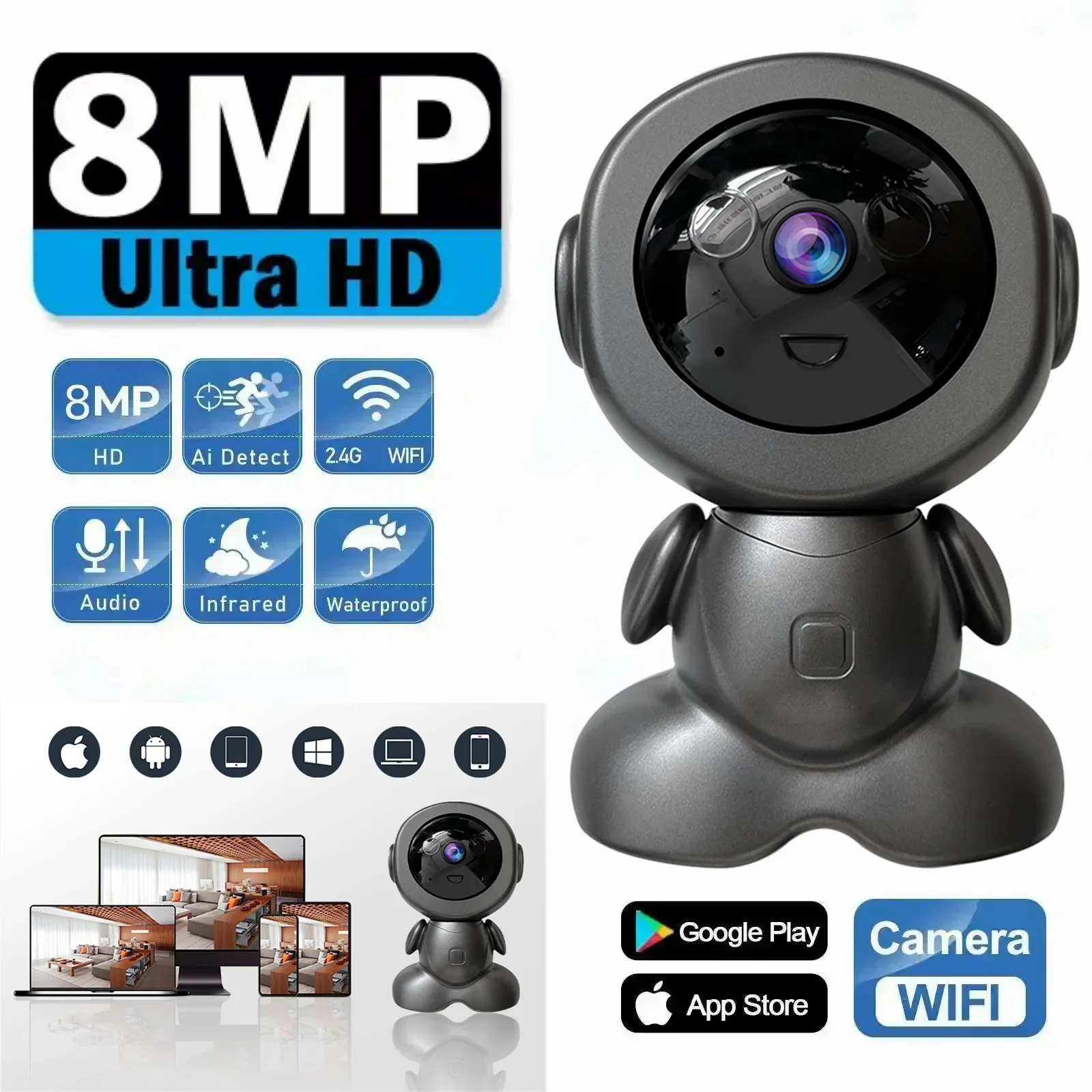 8MP-Wifi-Surveillance-Robot-Camera-PTZ-Security-Baby-Monitor-Two-Way ...