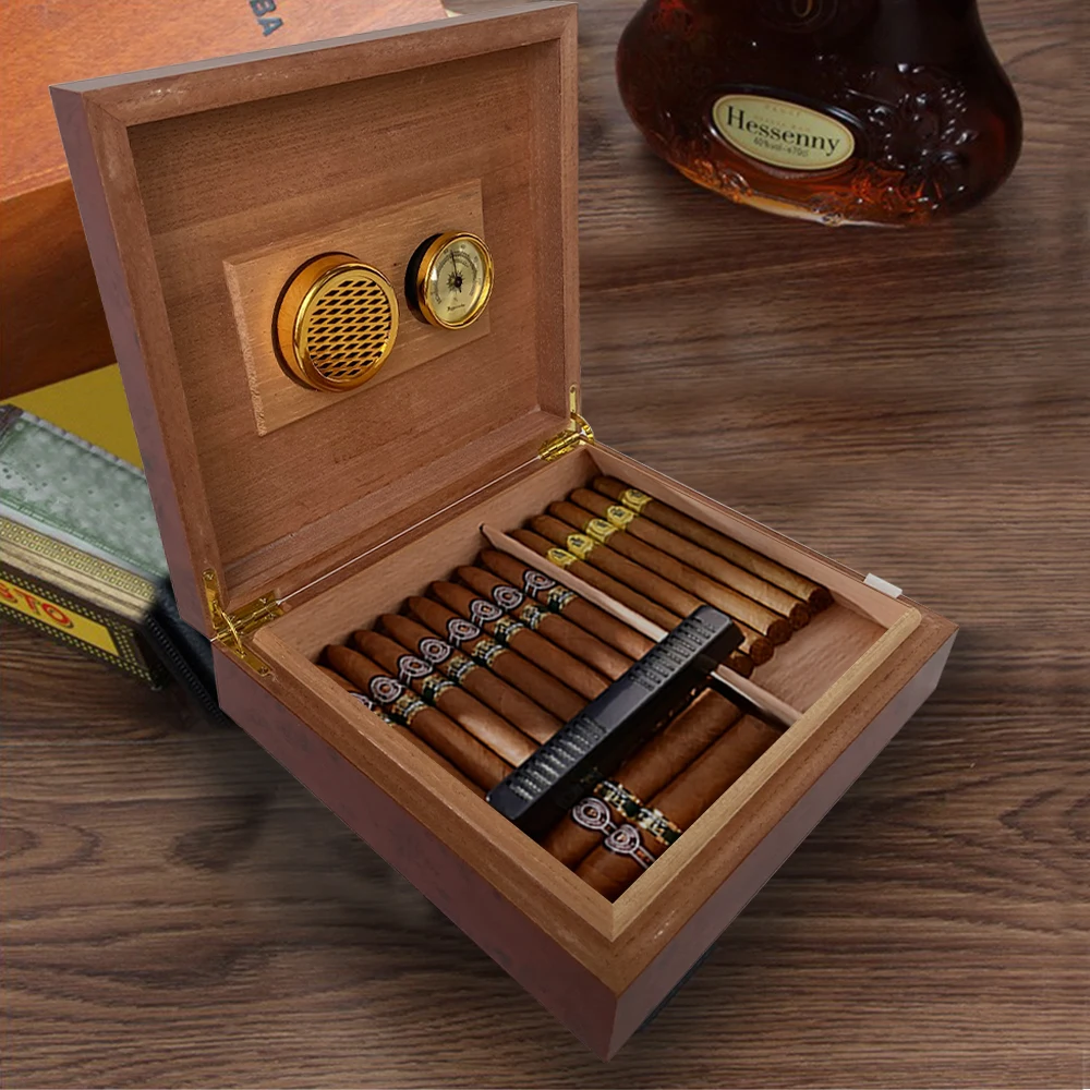 Cigar-Humidor-Glass-Top-Cigar-Box-with-Hygrometer-Humidifier-and ...