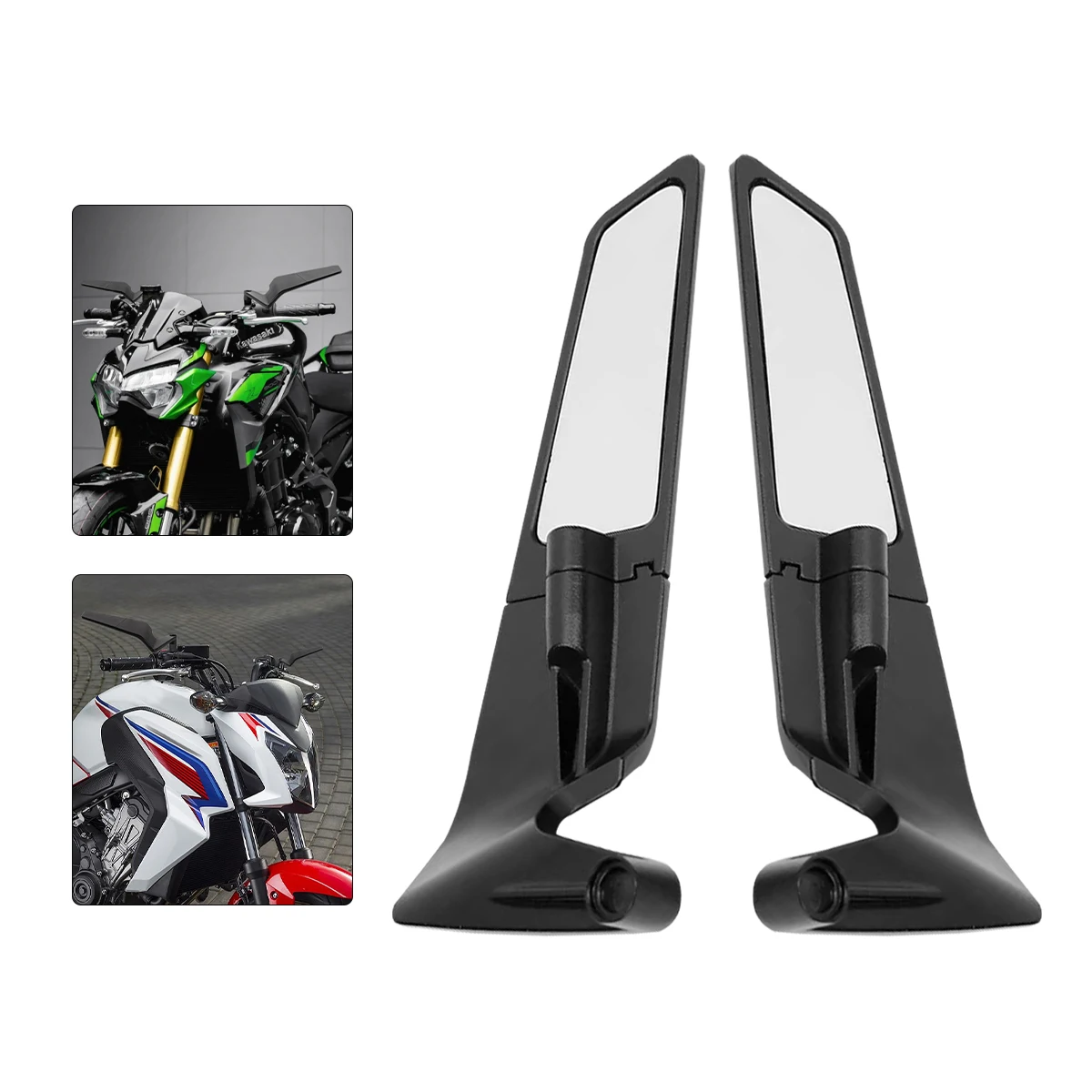 Motorcycle Mirrors Wind Wing Side Rearview Rotate Adjustable Mirrors ...