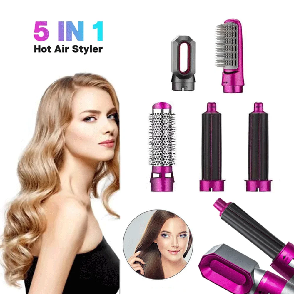 5 In 1 Hair Dryer Hot Comb Set Wet And Dry Professional Curling Iron ...