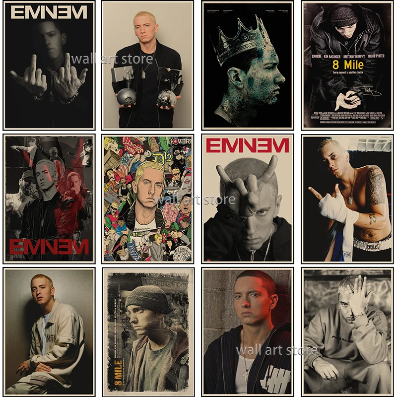 Eminem Posters 8 Mile Poster Hip Hop Rapper Singer Retro Poster Canvas ...