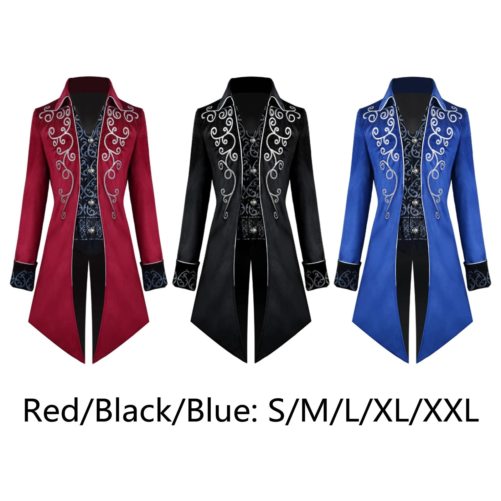 Men Women Medieval Tailcoat Victorian Steampunk Suit For Pirate Prom ...