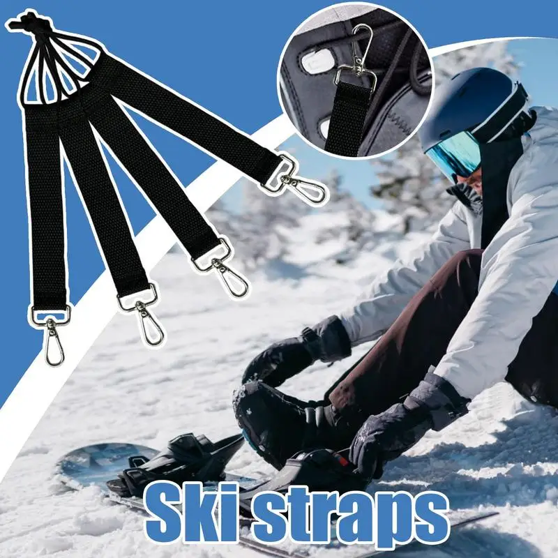 4pcs Portable Snowboard Binding Straps Black Nylon Snowboard Cord Wear ...