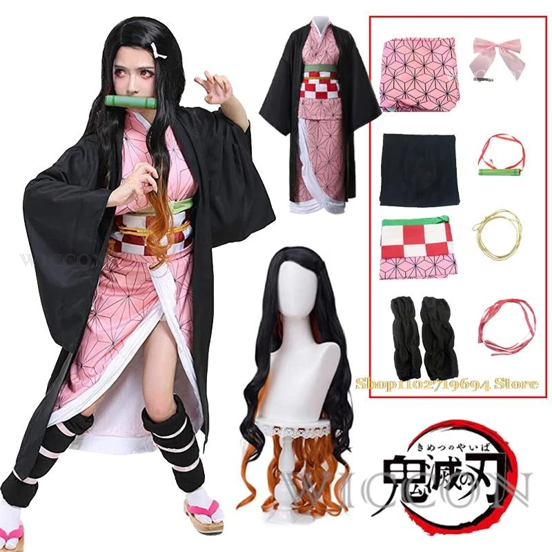 Kostum-Cosplay-Nezuko-kostum-seragam-Anime-pakaian-Halloween-anak-anak ...