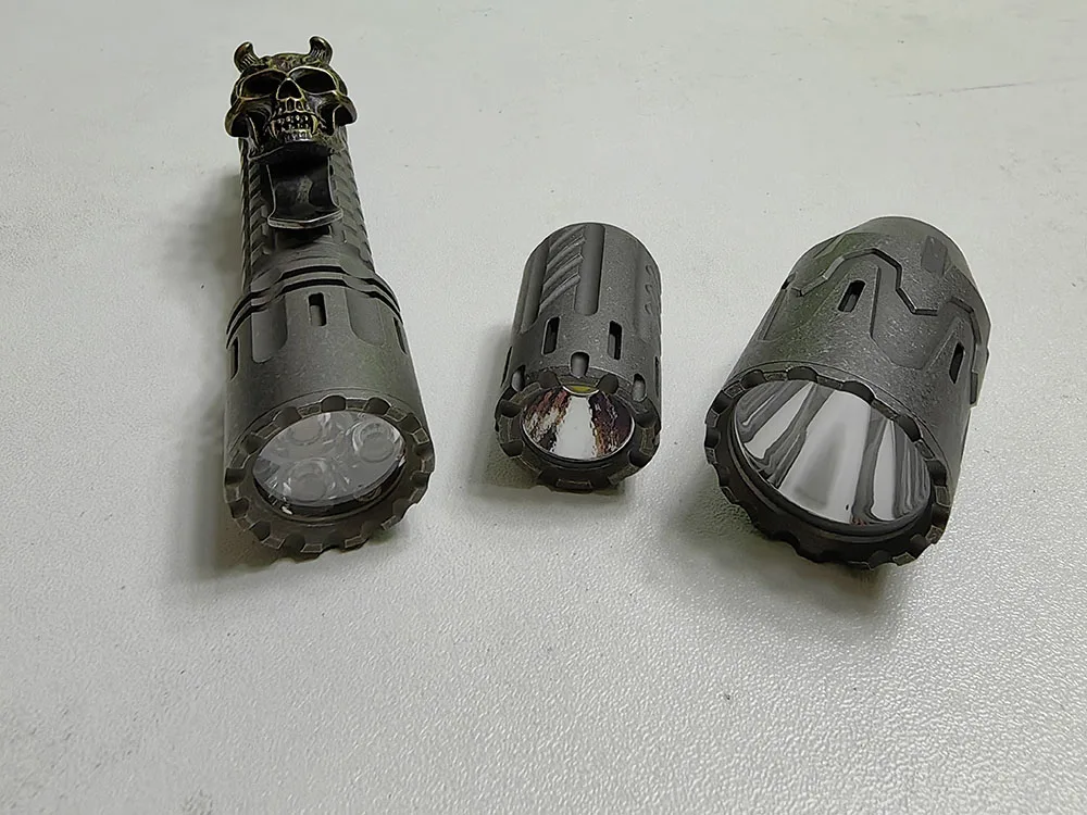 Stonewashed-Titanium-Alloy-Portable-Three-EYE-Flashlight-Triple-LED ...