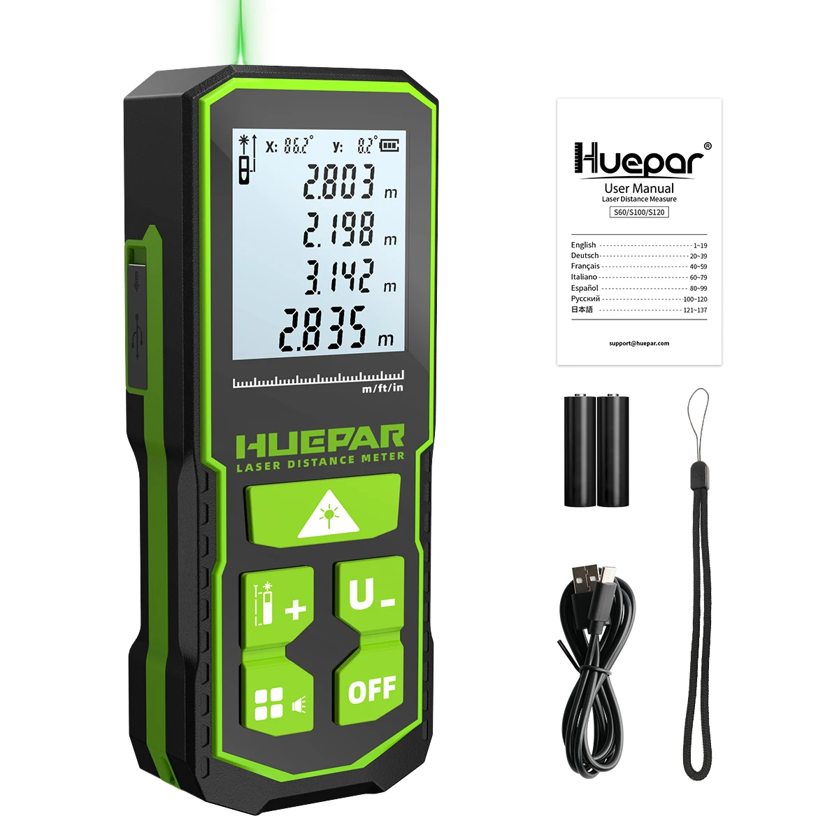 Huepar-Laser-Rangefinder-Digital-Laser-Distance-Meter-Measure-60M-100M ...