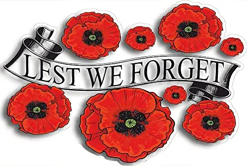 Lest We Forget Poppy Banner Through The Center Flower Decals Car ...