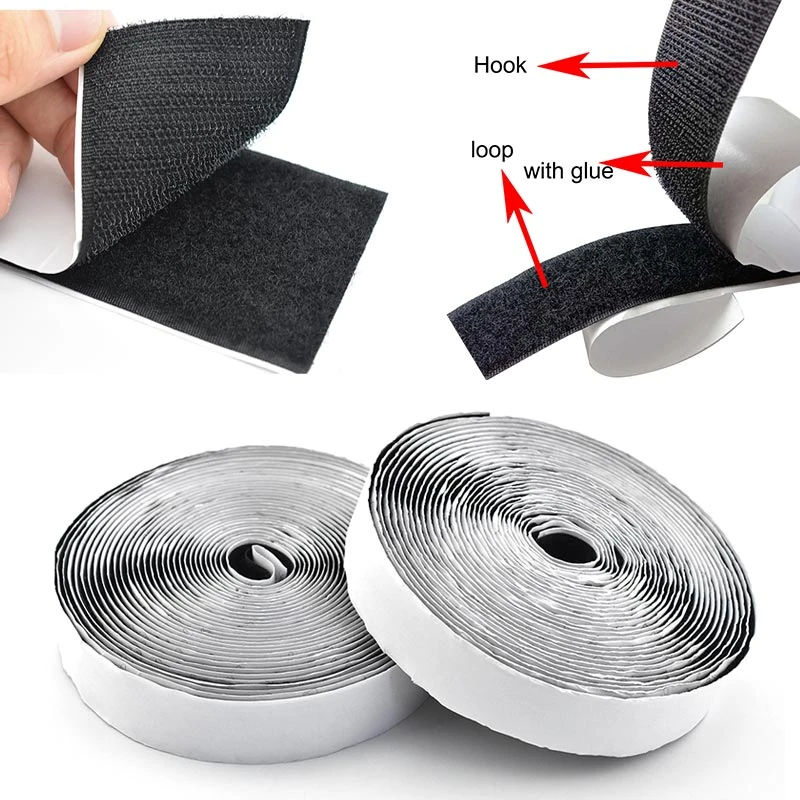 1M Strong Self adhesive Fastener Tape Hook and Loop Black White Nylon ...