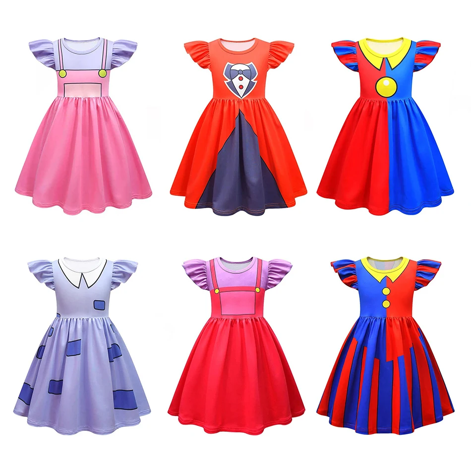 Kids-Cosplay-Dresses-Girls-Short-Sleeved-Red-and-Blue-Princess-Dress ...