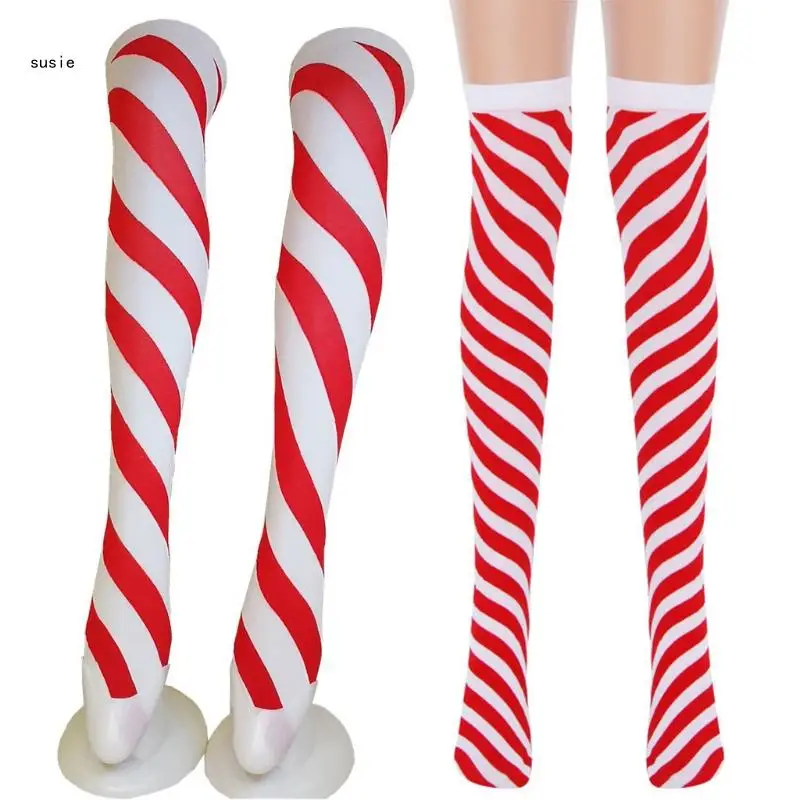 X7YA-Women-Christmas-Peppermint-Candy-Cane-Thigh-High-Socks-Red-White ...
