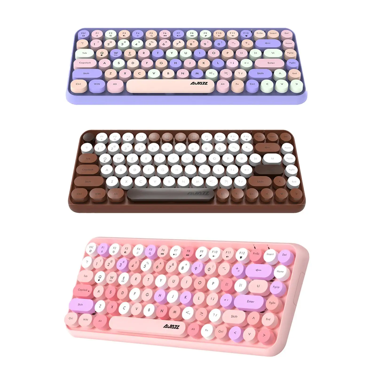 Gaming-Keyboard-Mini-84-key-Compact-Keyboard-Cute-Retro-Round-Keycap ...