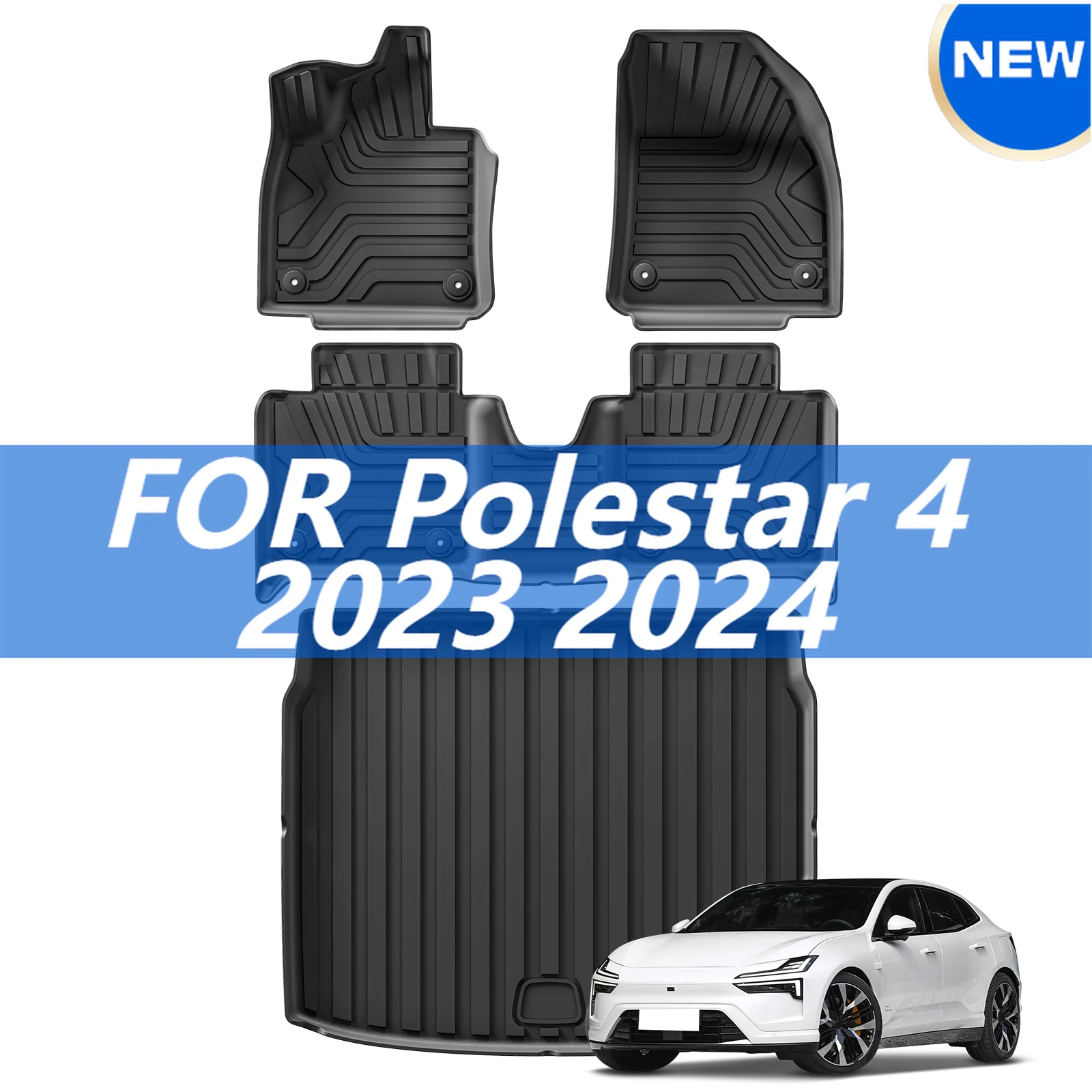 For Polestar 4 2023 2024 Car Floor Mats Cargo Liner Trunk Pad TPE Foot ...